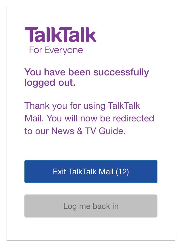 Cant log out of email account - TalkTalk Help & Support