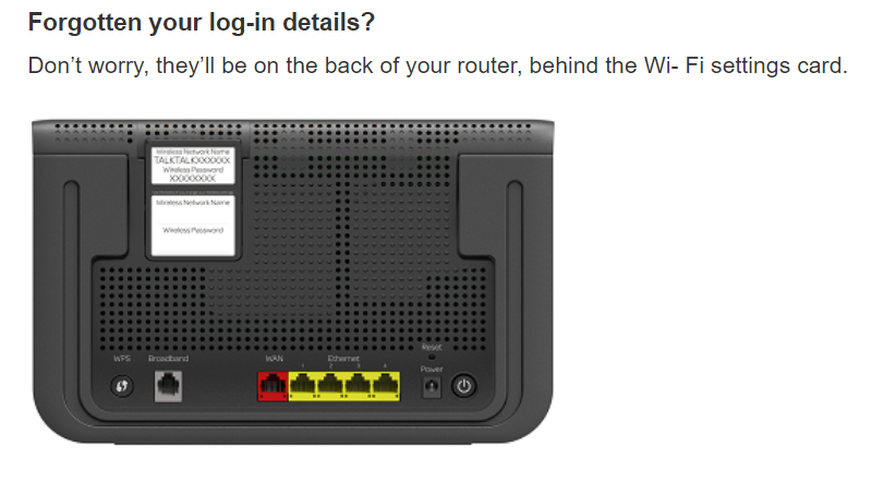 Router Username & Password - TalkTalk Help & Support