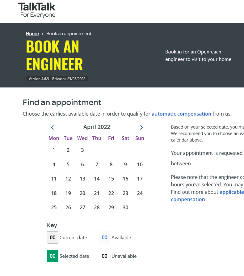 Openreach engineer required ... but how do I book? - TalkTalk Help ...