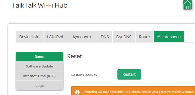 Router software not offering configuration restore... - TalkTalk Help ...