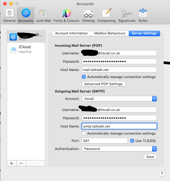 Cannot send e-mails from tiscali account in outloo... - TalkTalk Help ...
