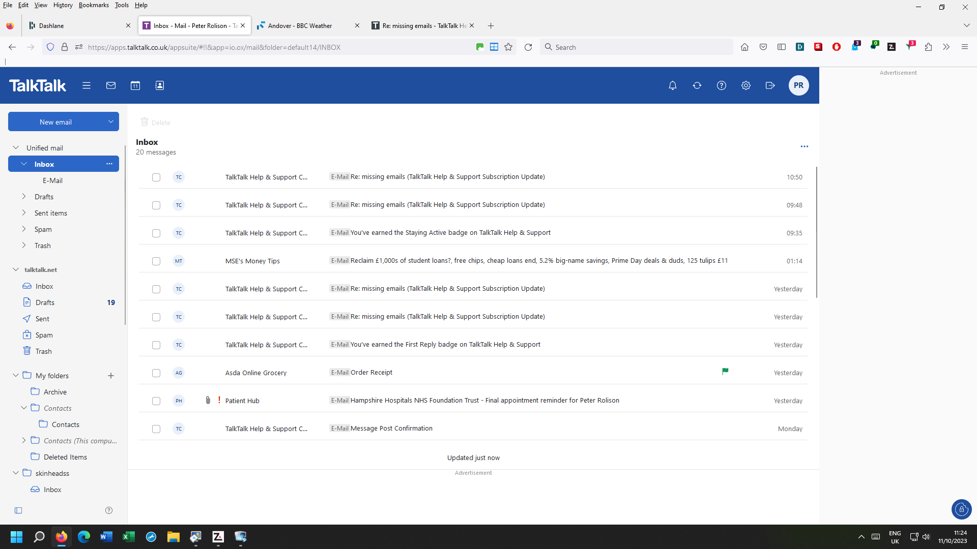 missing emails - TalkTalk Help & Support